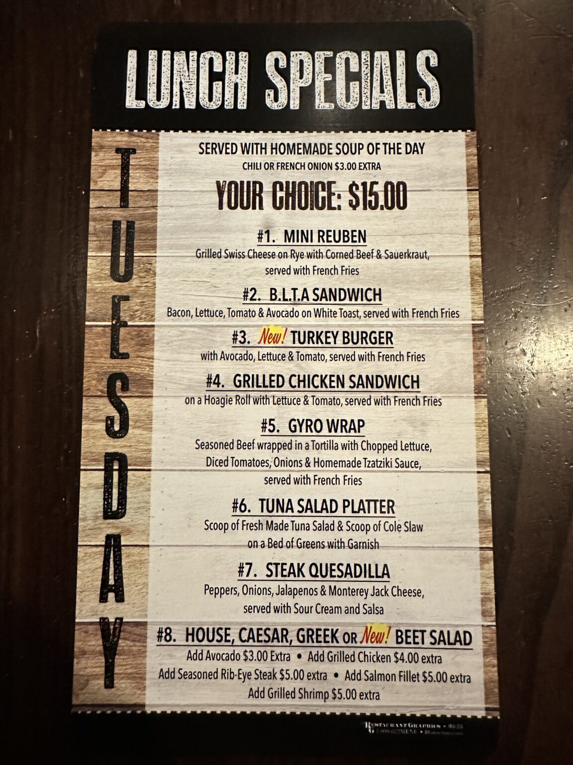 Weekday Lunch Specials - The Brown Stone Bar & Grill
