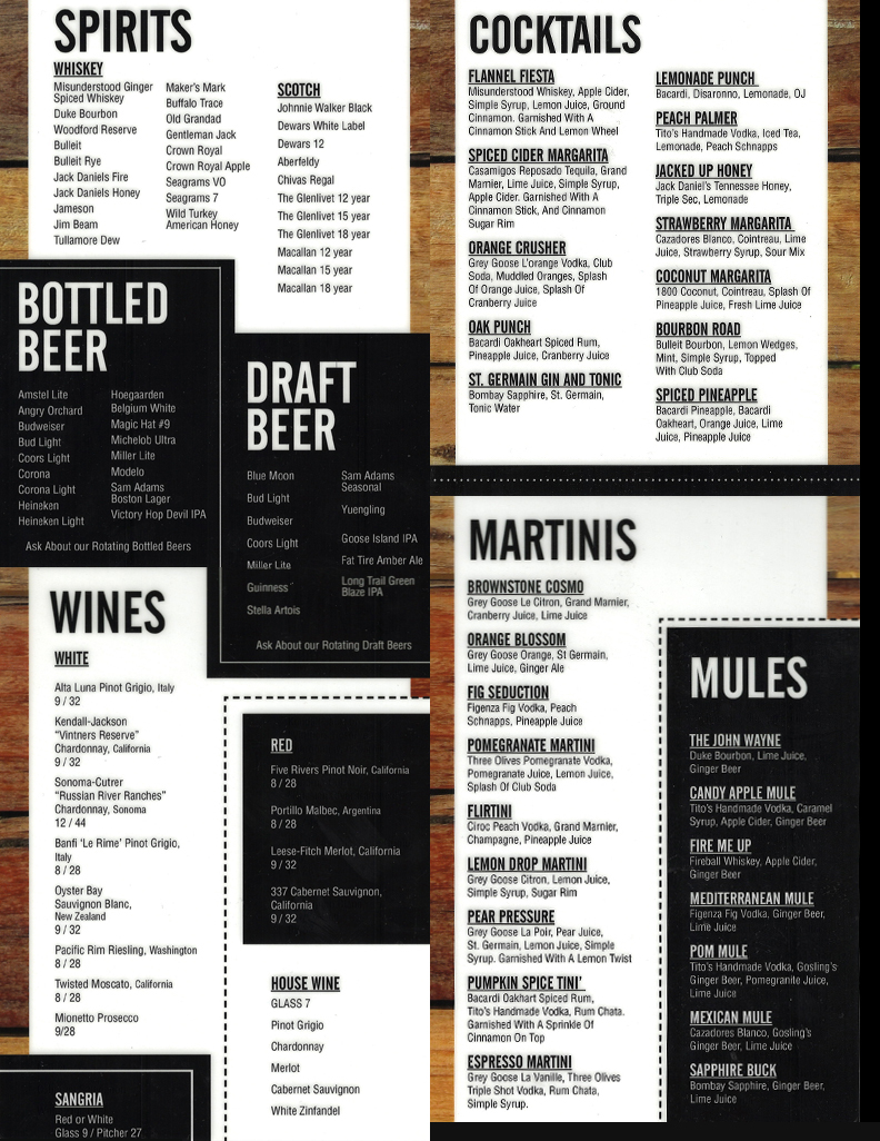 Beer & Drinks Menu - Bar in Metuchen, NJ - The Brown Stone Bar & Grill